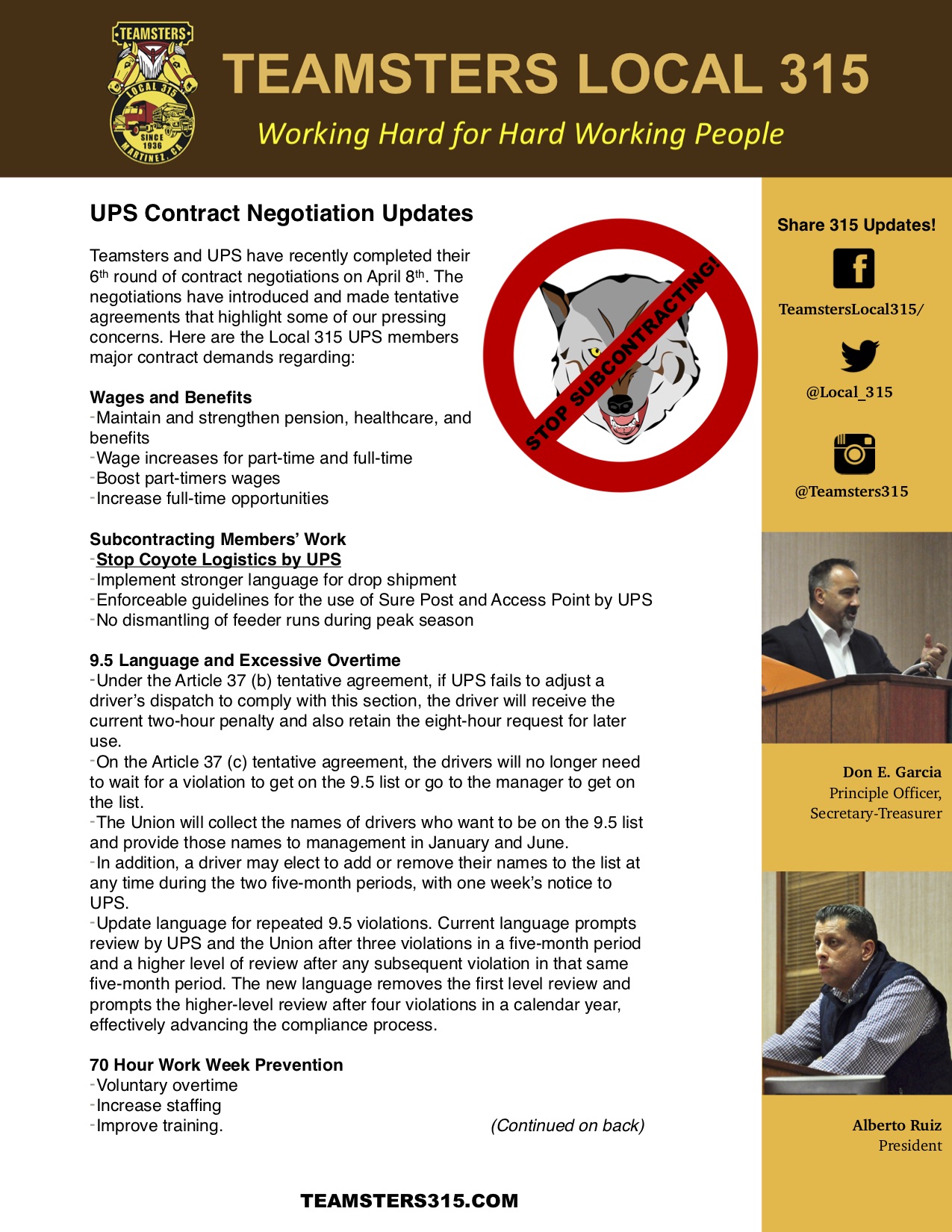 Teamsters 6th Round of Negotiations with UPS – Teamsters Local 315